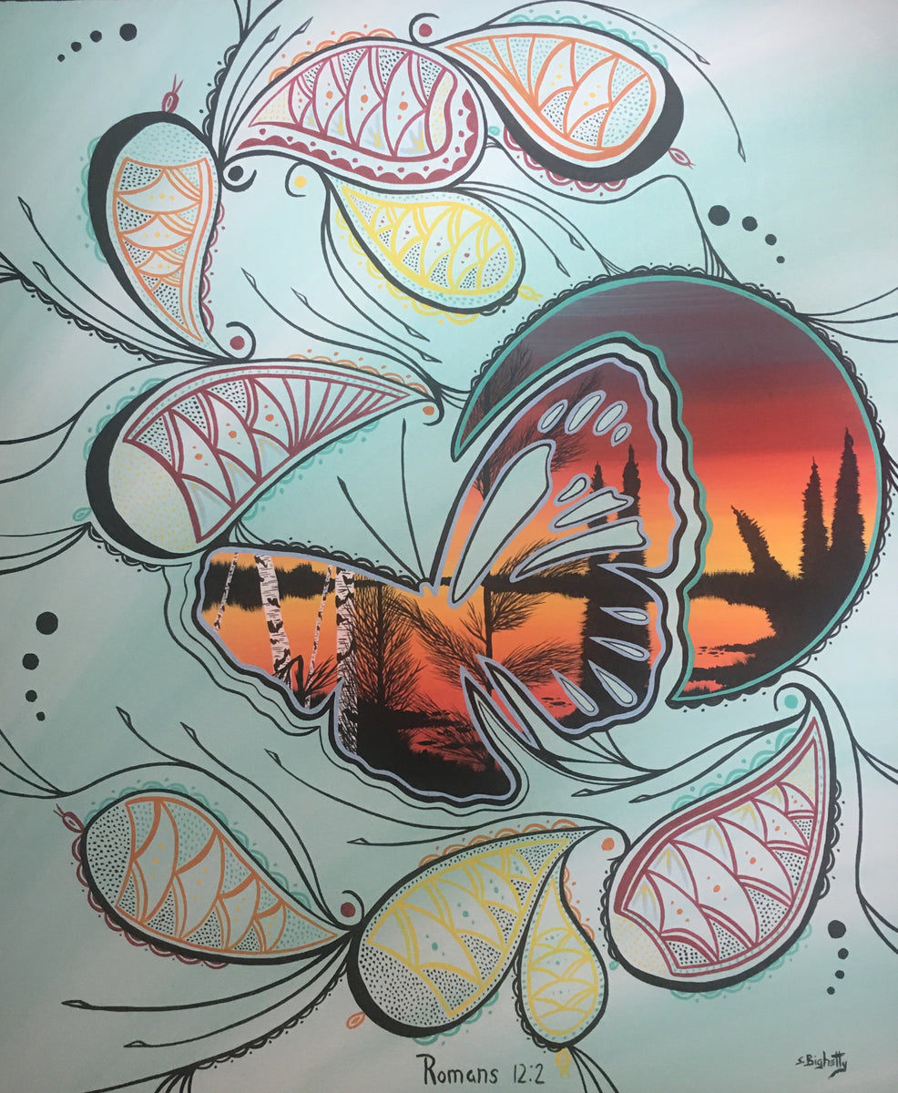 Paisley & Butterfly, Indigenous Painting, Acrylic on Canvas – IndigeneArts