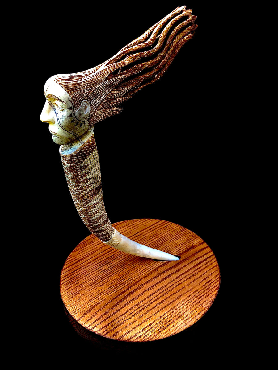 "Tadodaho" Carving on Elk Antler (Commission) – IndigeneArts